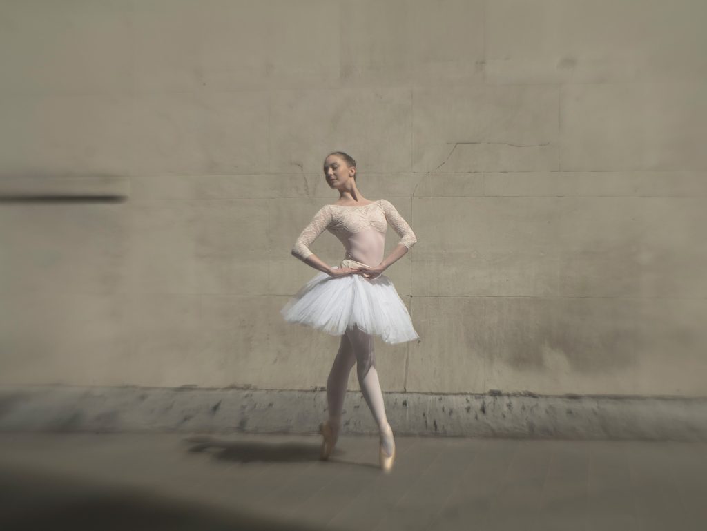 Studio ballet photoshoot with Aimee in handmade ballet dresses.